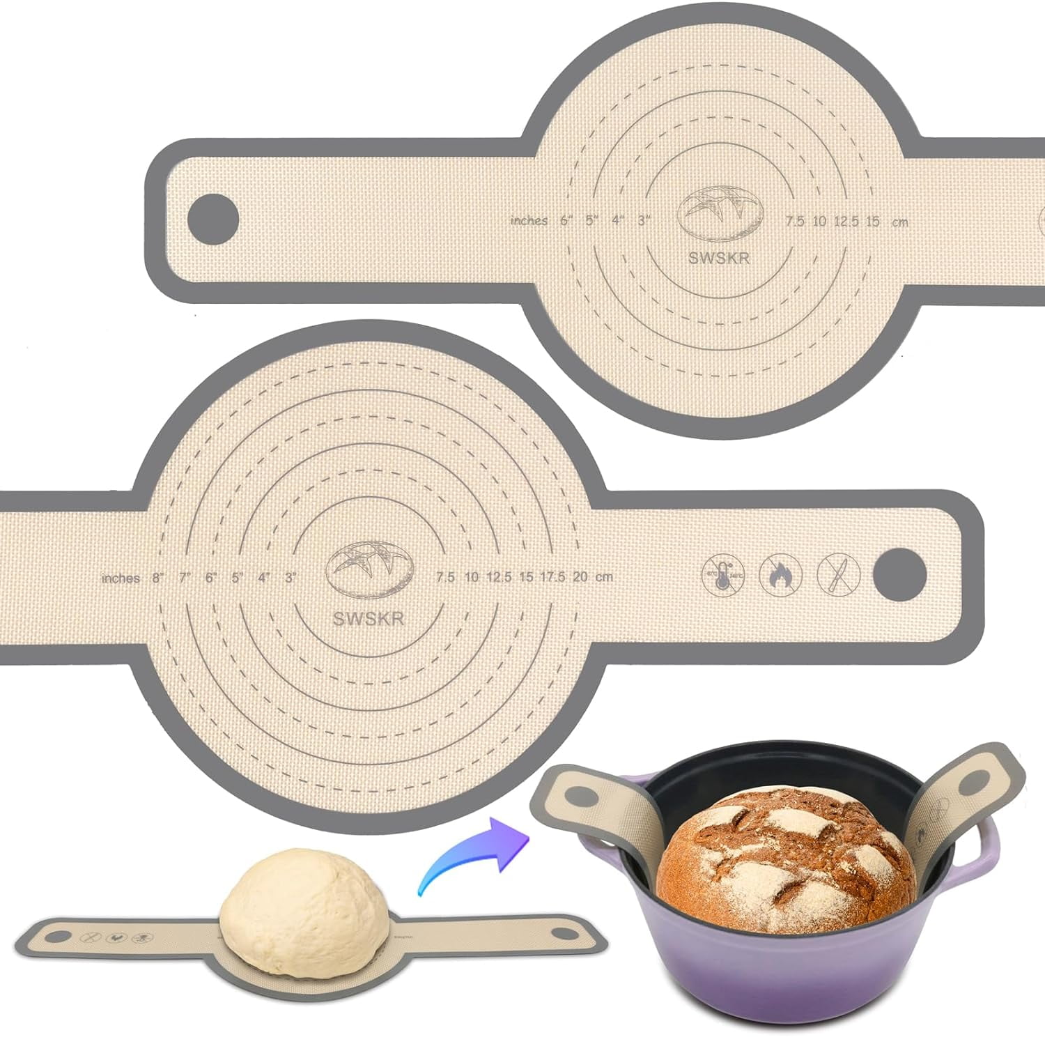 Silicone Bread Sling for Dutch Oven, 2 Pcs Non-Stick & no objectional ...