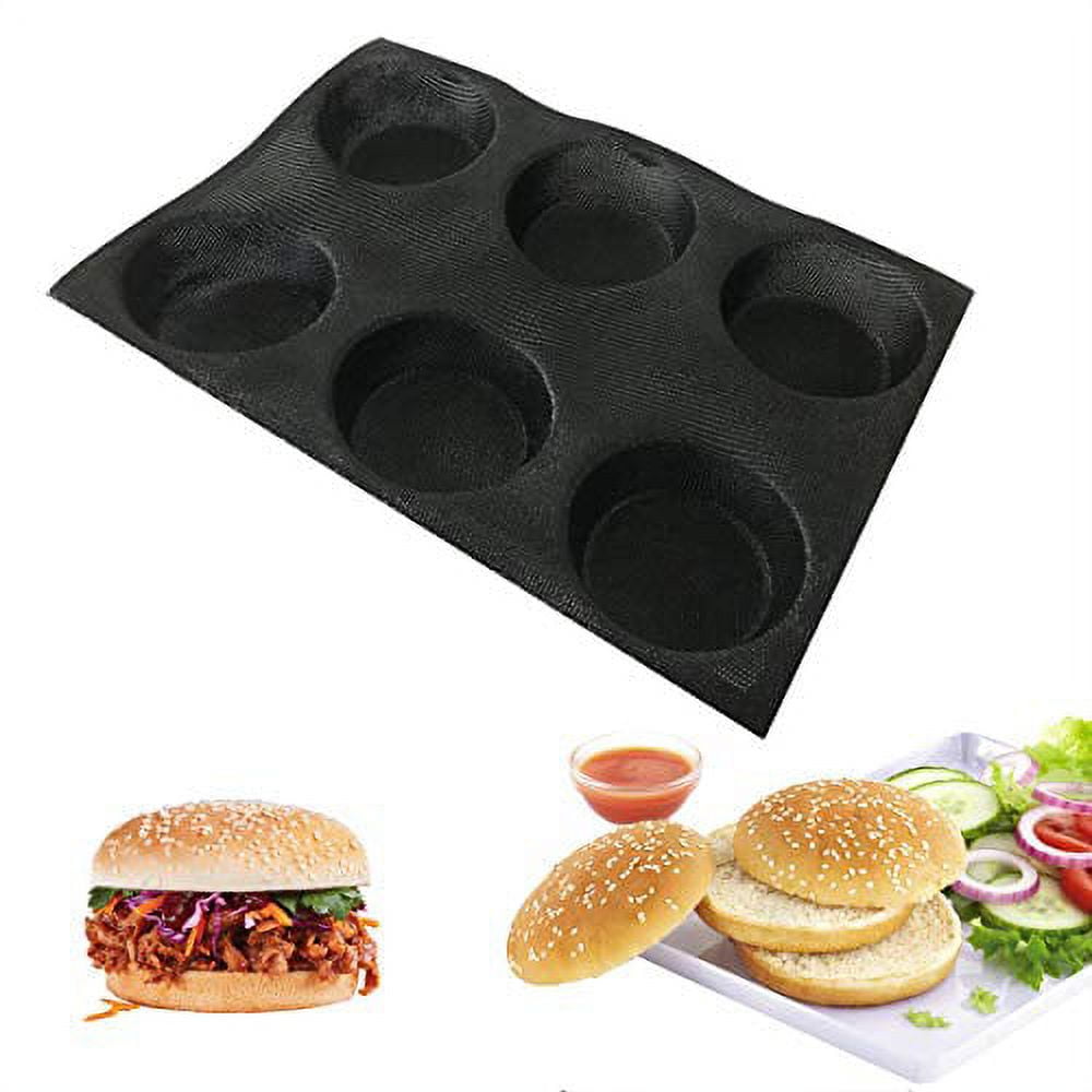 Silicone Bun Mold Round Shape Bread Form Perforated Baking Sheets 6 ...