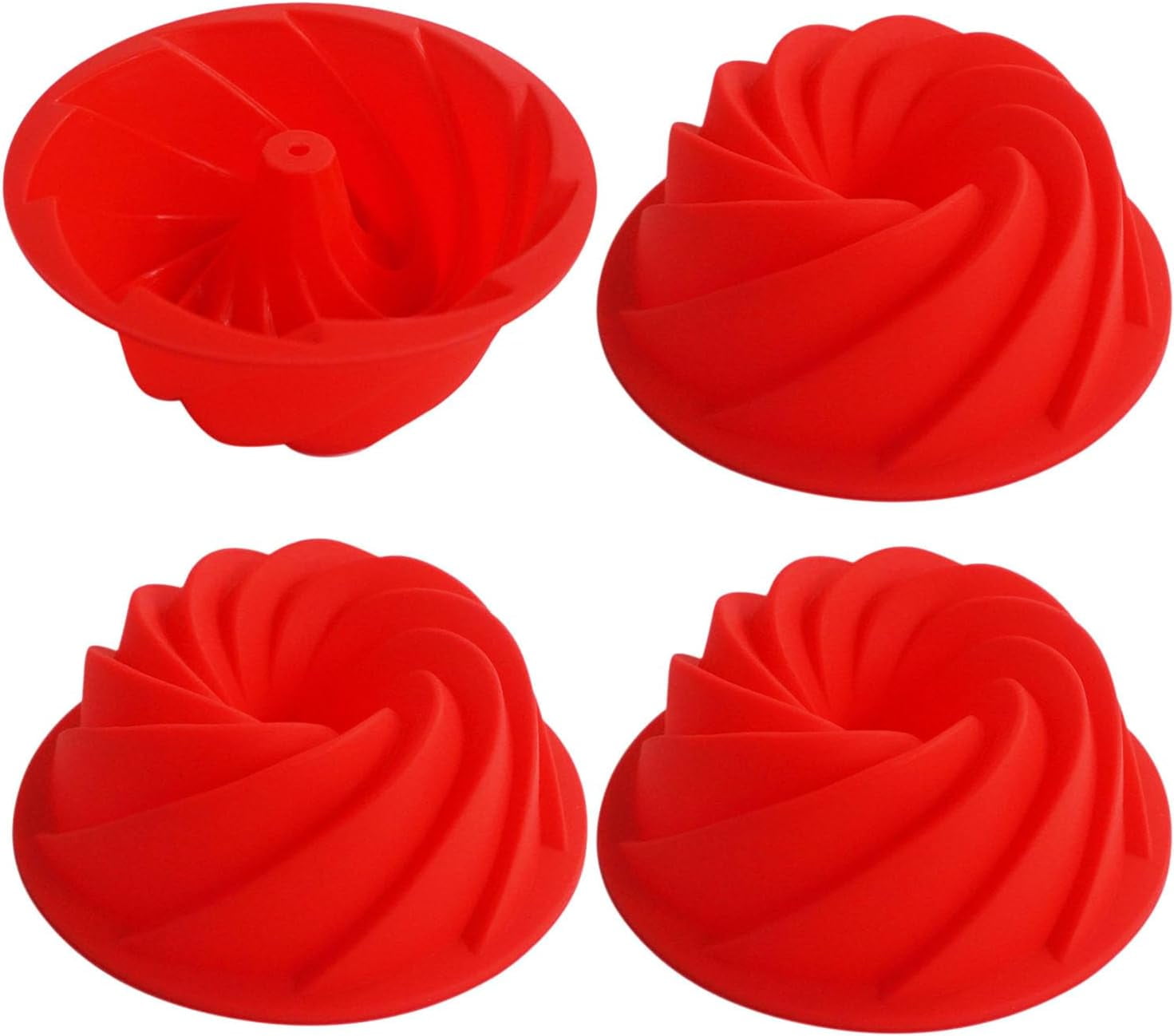 Silicone Bundt Cake Pan, 4 Inch Fluted Baking Pans, Mini Fluted Tube ...
