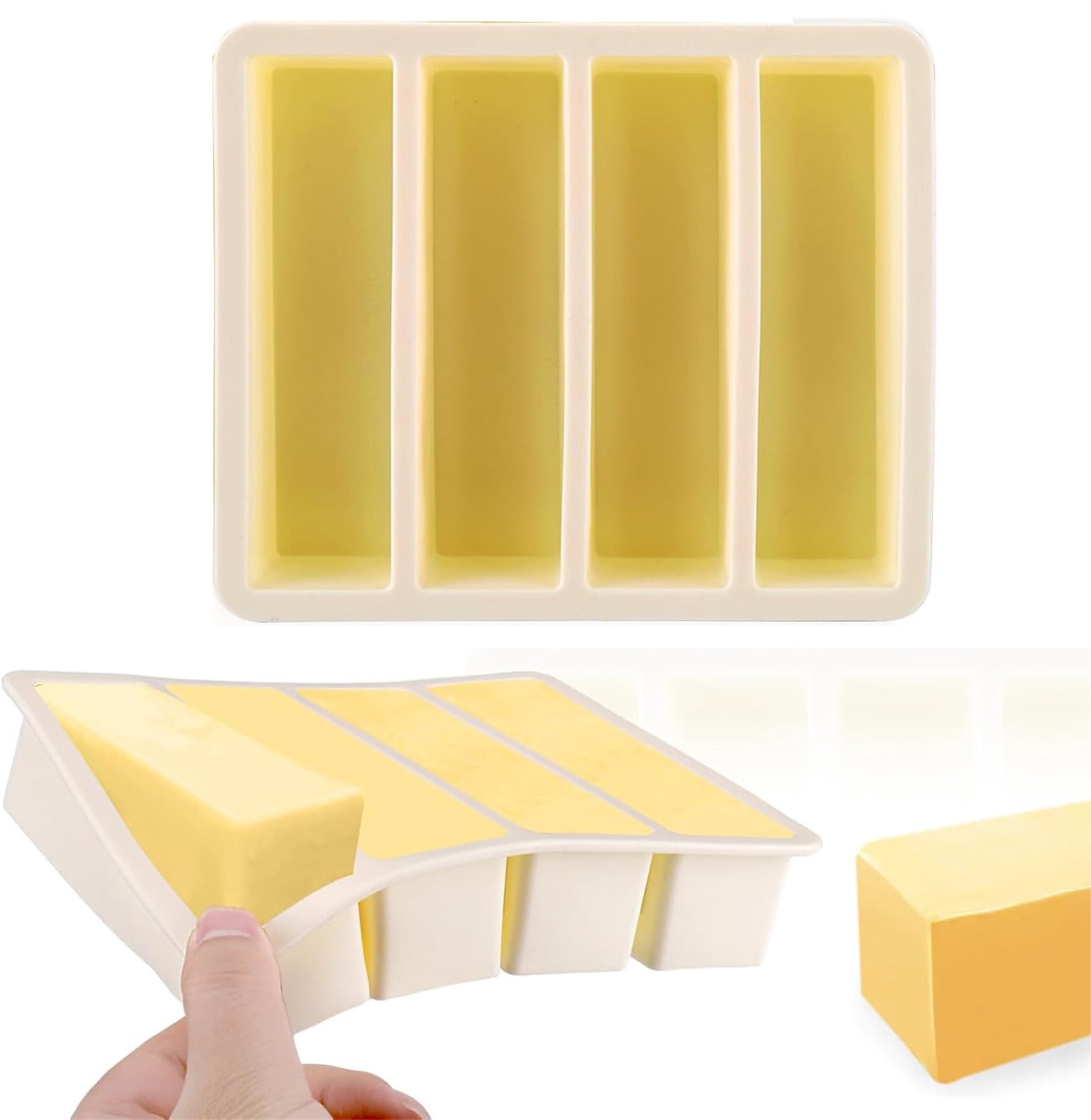 Silicone Butter Molds Silicone with Lid,Bexikou 2 Pack Rectangle Butter ...
