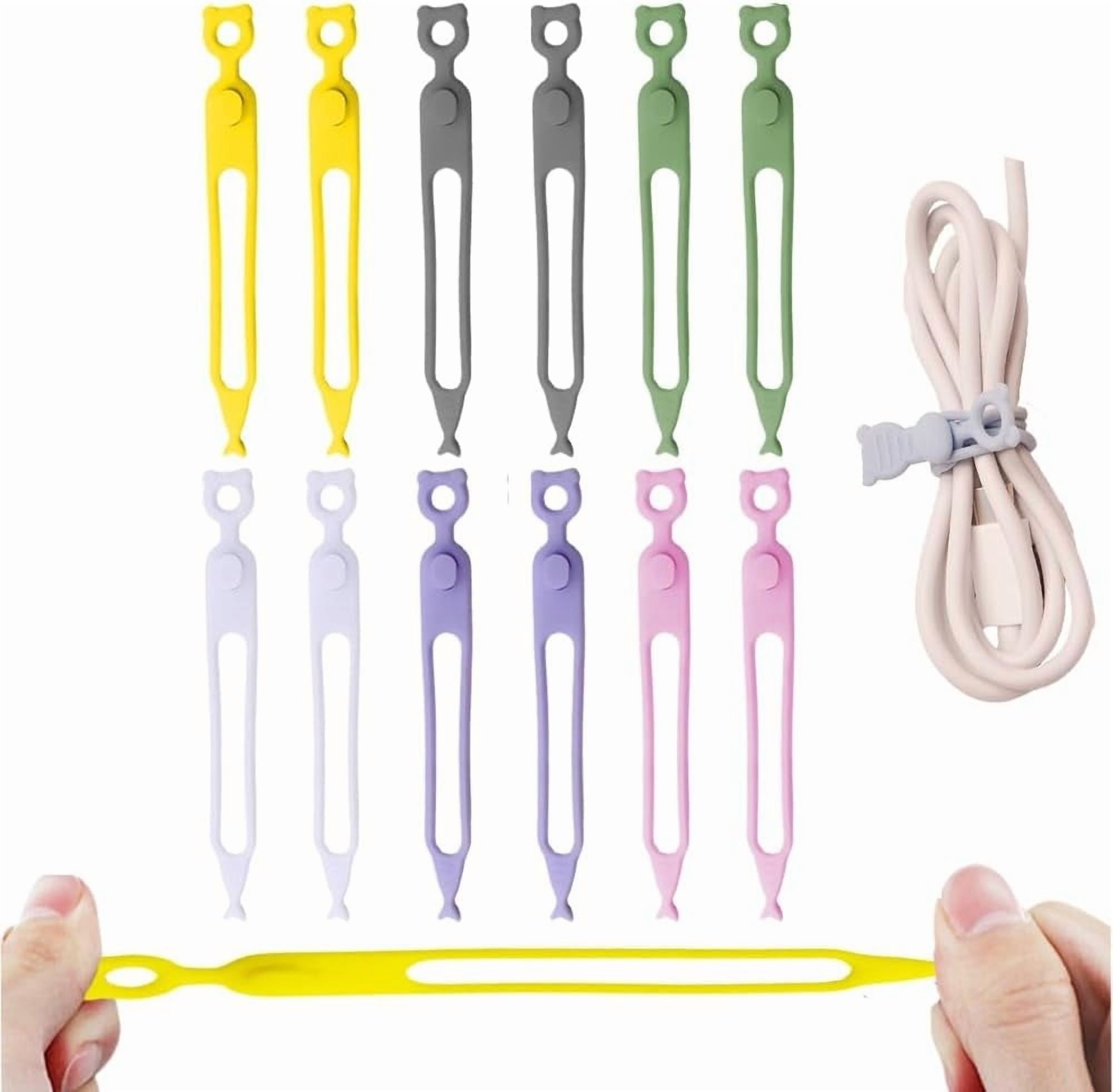 Silicone Cable Ties Cord Organizers, Reusable Multipurpose Elastic Wire ...