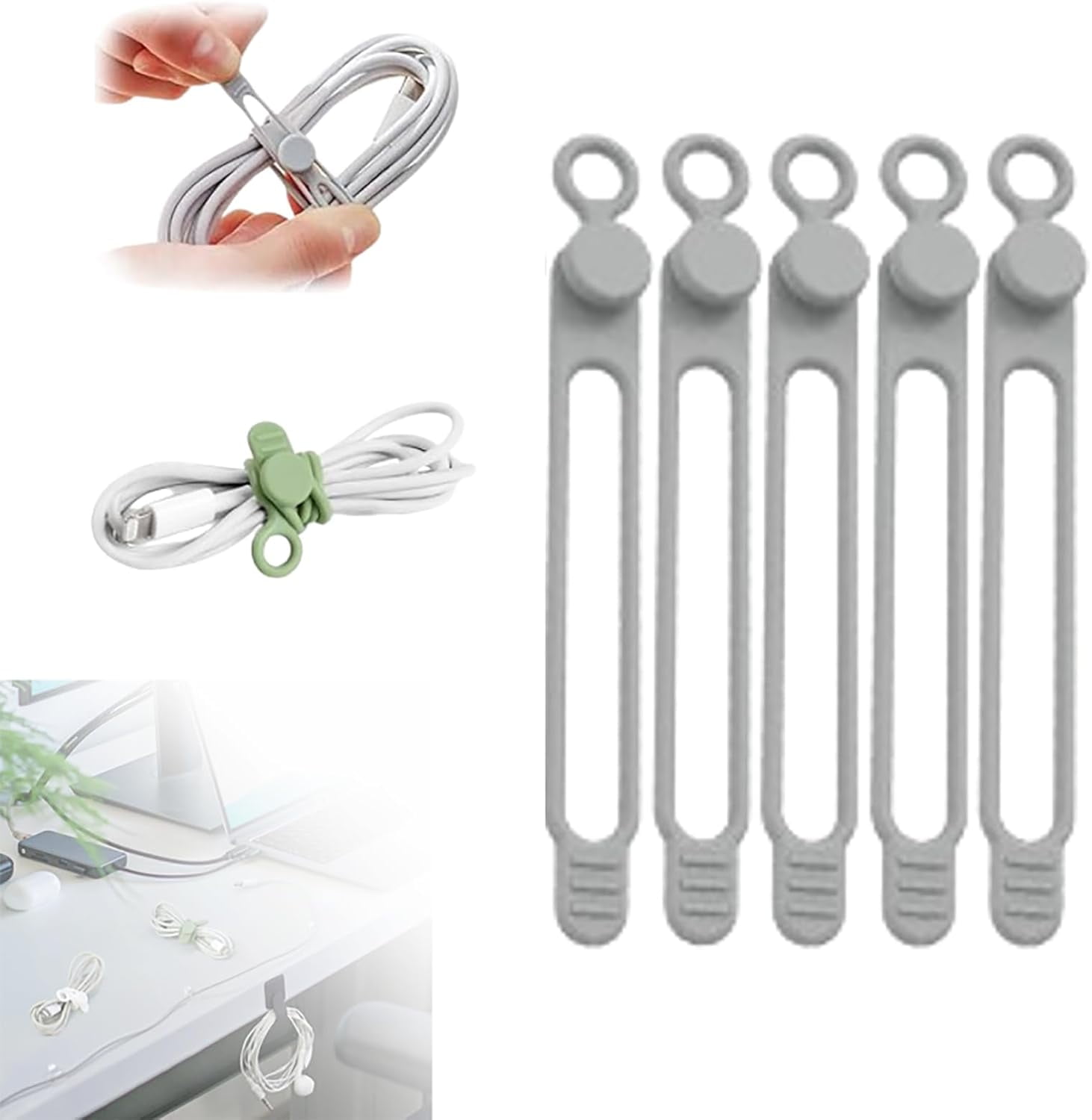 Silicone Cable Ties, Data Cable Organizer Reusable Cable Management ...