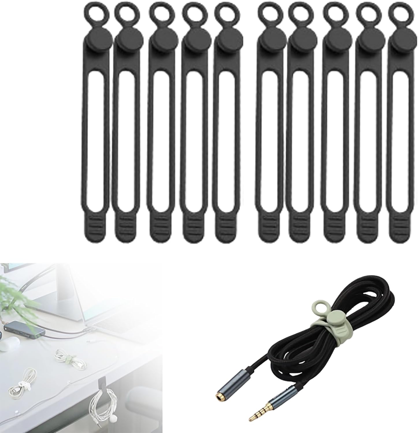 Silicone Cable Ties, Data Cable Organizer Reusable Cable Management ...