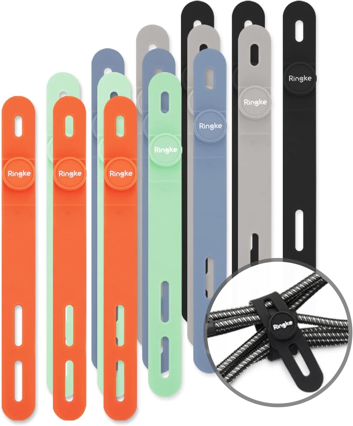 Silicone Cable Ties [Reusable Cable Management] Flexible Cord Organizer ...