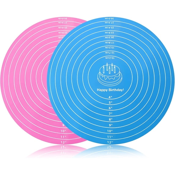 Silicone Cake Mat, 12 Inch Round Silicone Mat, Cake Mat with ...