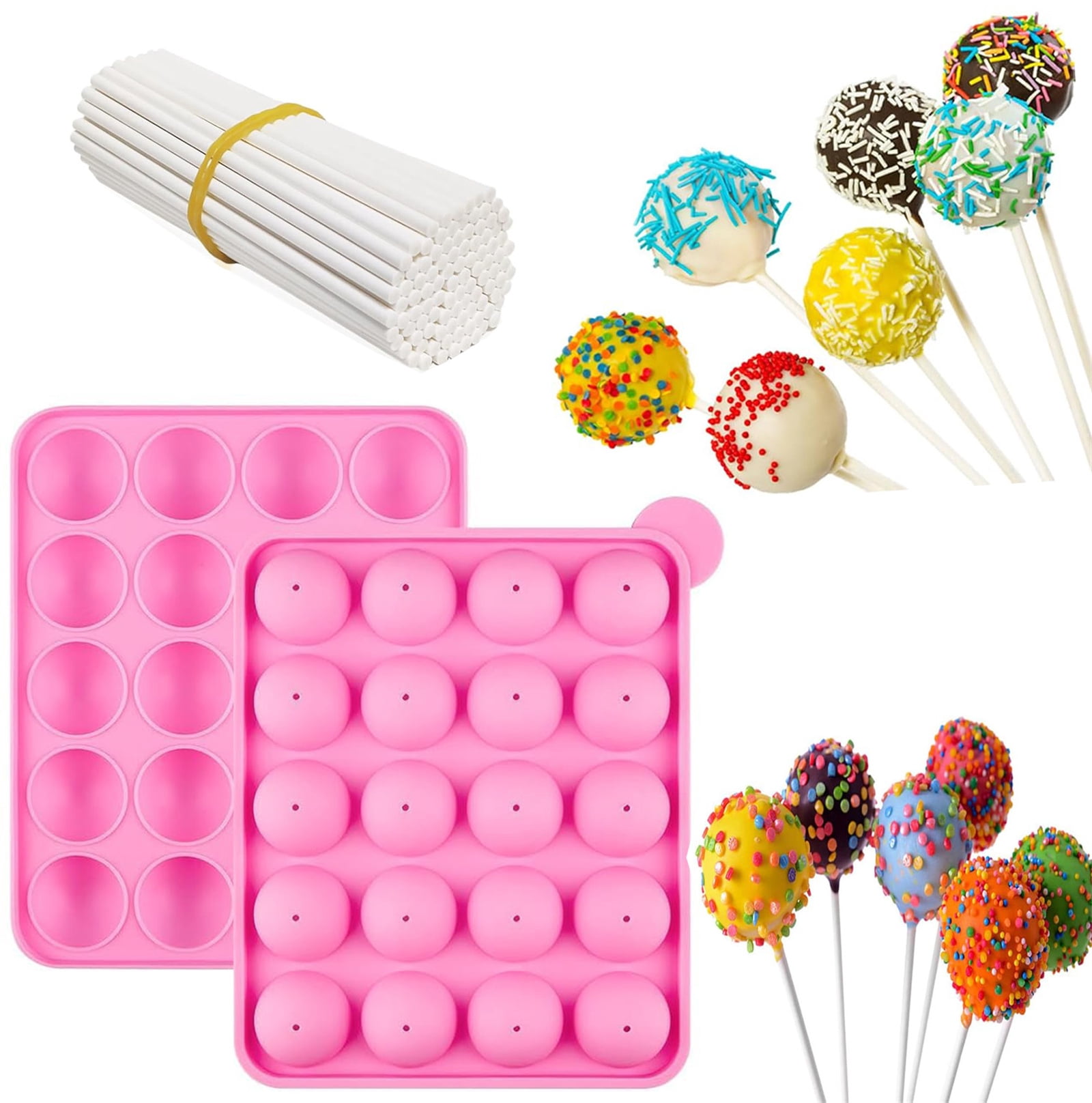Silicone Cake Pop Mold,Bexikou 20 Cavity Lollipop Moulds,Cake Pop Molds ...
