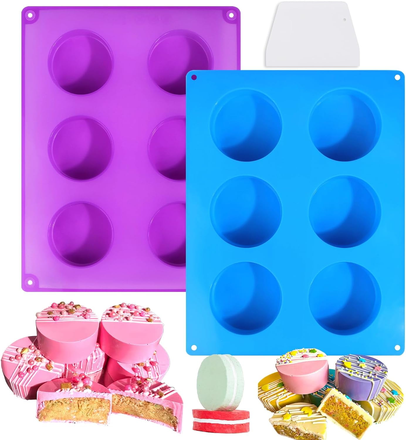 Silicone Cake Puck Mold Set,Chocolate Covered Flat Cake Pop Mold for ...