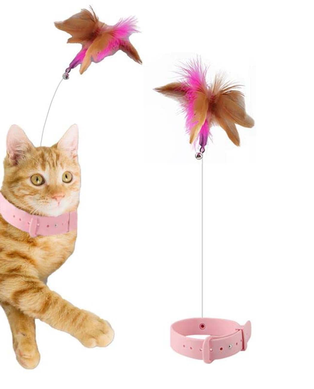 Silicone Cat Collar, Hands-Free Toy with Bell and Feathers - Walmart.com