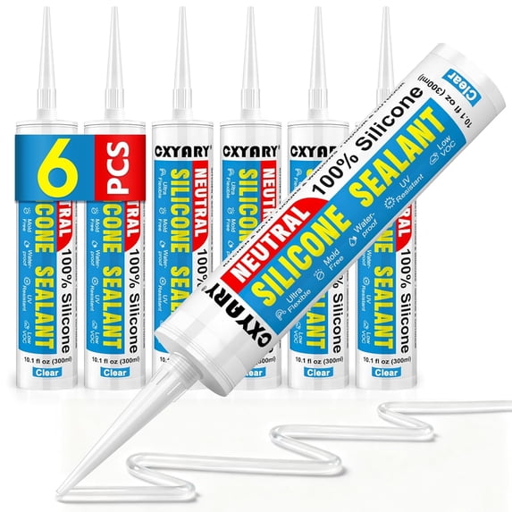 Silicone Caulk & Sealant Clear, 6 Pack - 100% Waterof Sealant, Caulking ...