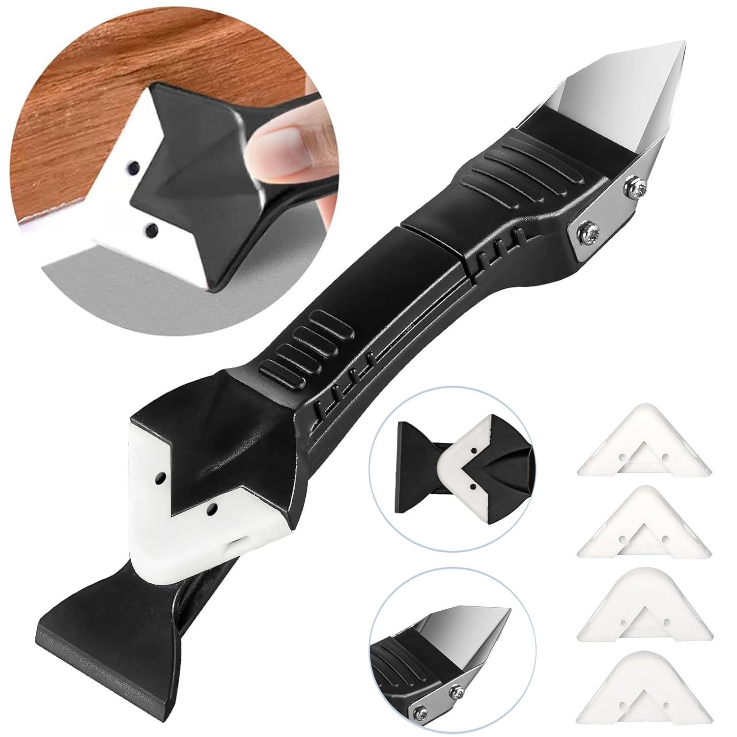 Silicone Caulking Tool, 5 in 1 Caulking Finishing Tool Kit, Reuse and ...