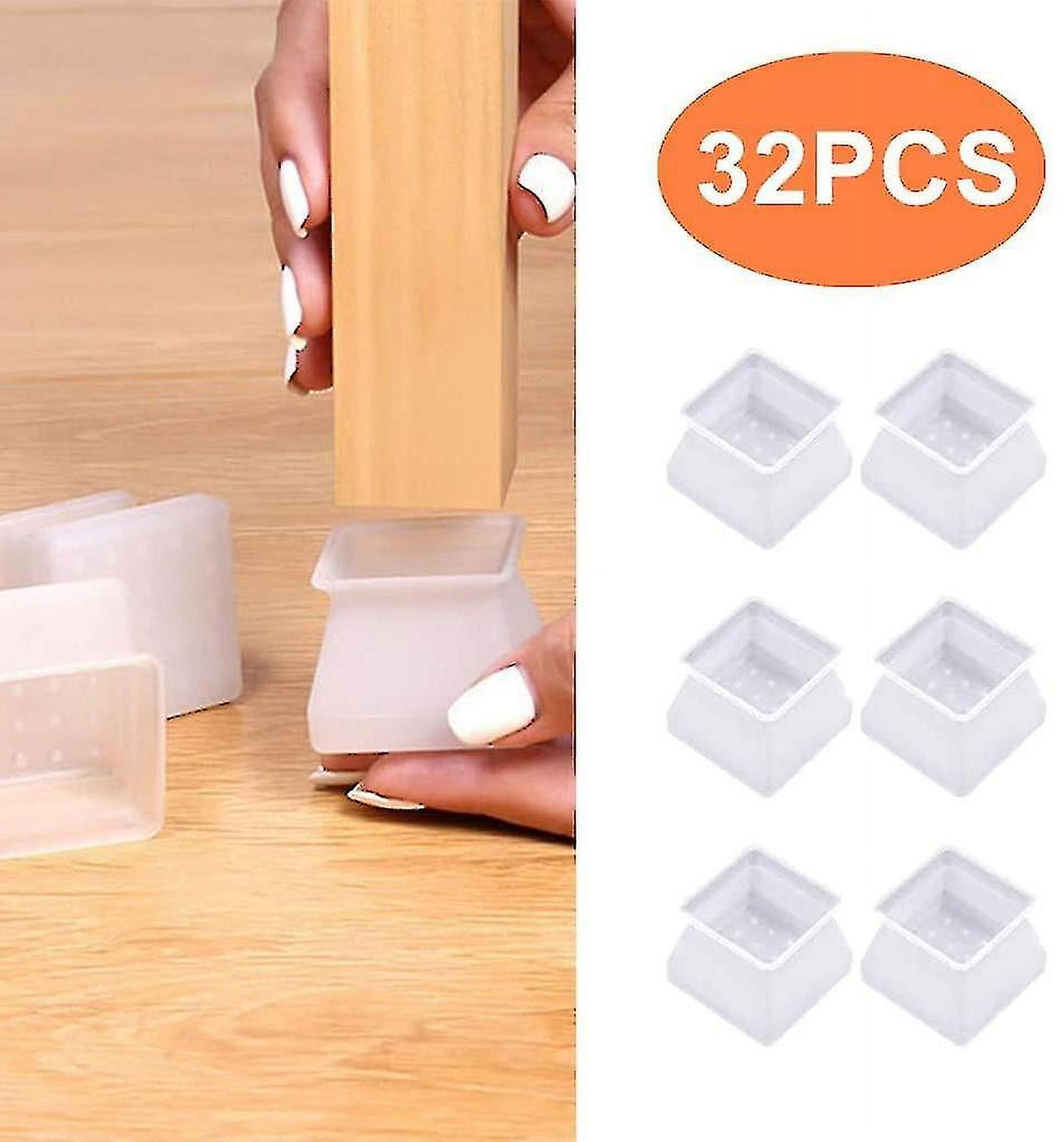 Silicone Chair Leg Caps Square, 32pcs Tables Chairs Feet Pads Caps ...
