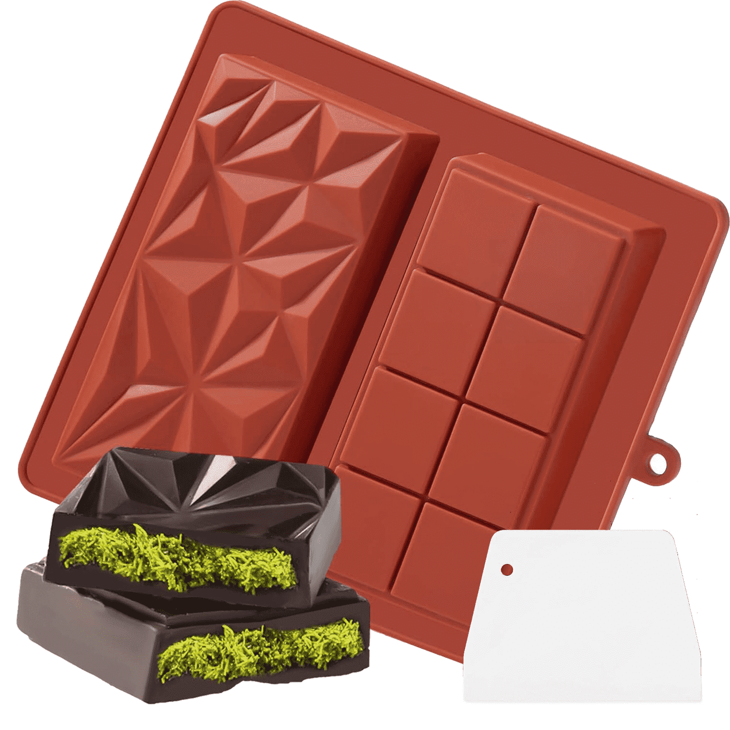 3U Silicone Deep Chocolate Mold Dubai 8.3x7.5x1 Inch Large Candy and ...