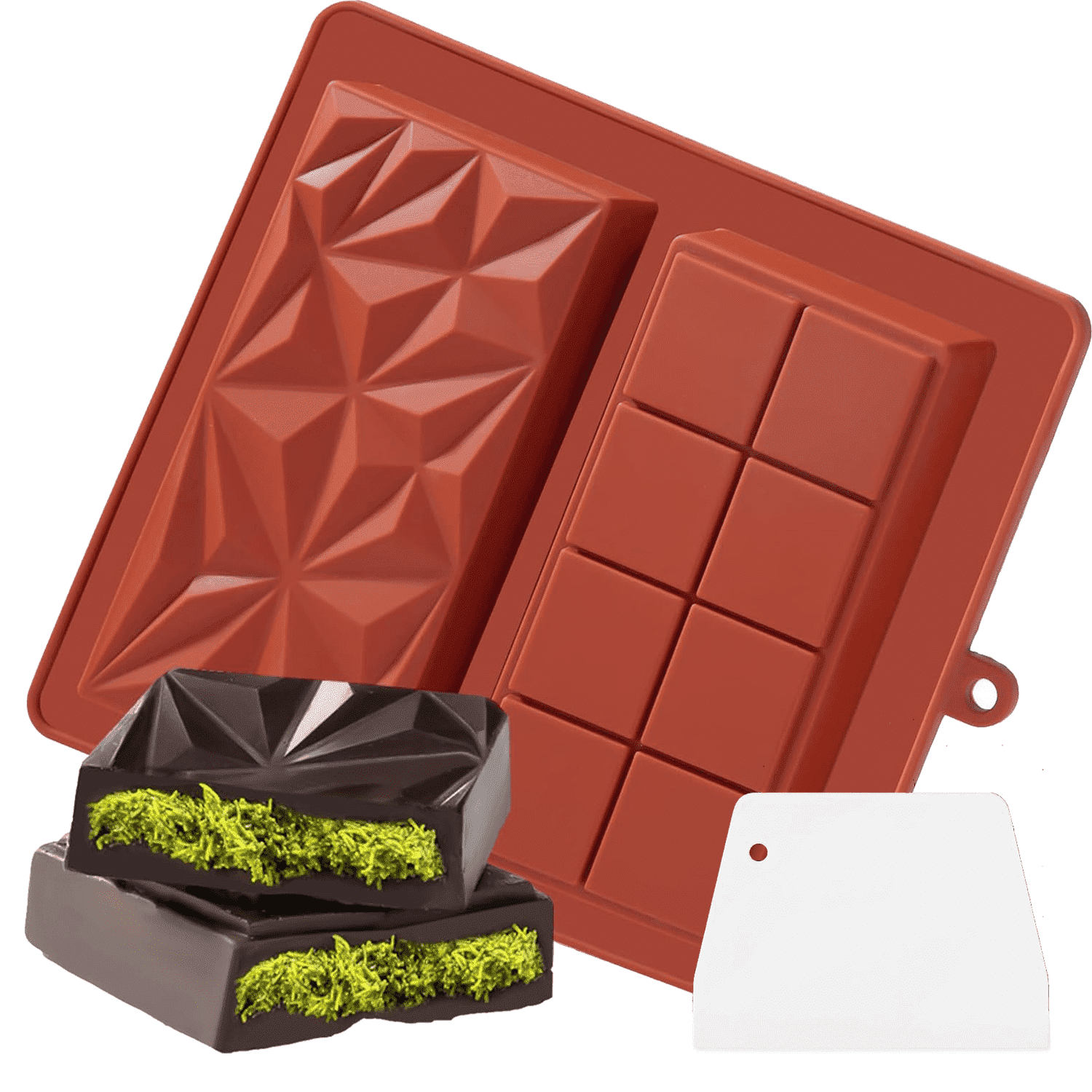 Silicone Chocolate Bar Mold Deep Dubai 1 Inch Pistachio Large Candy ...