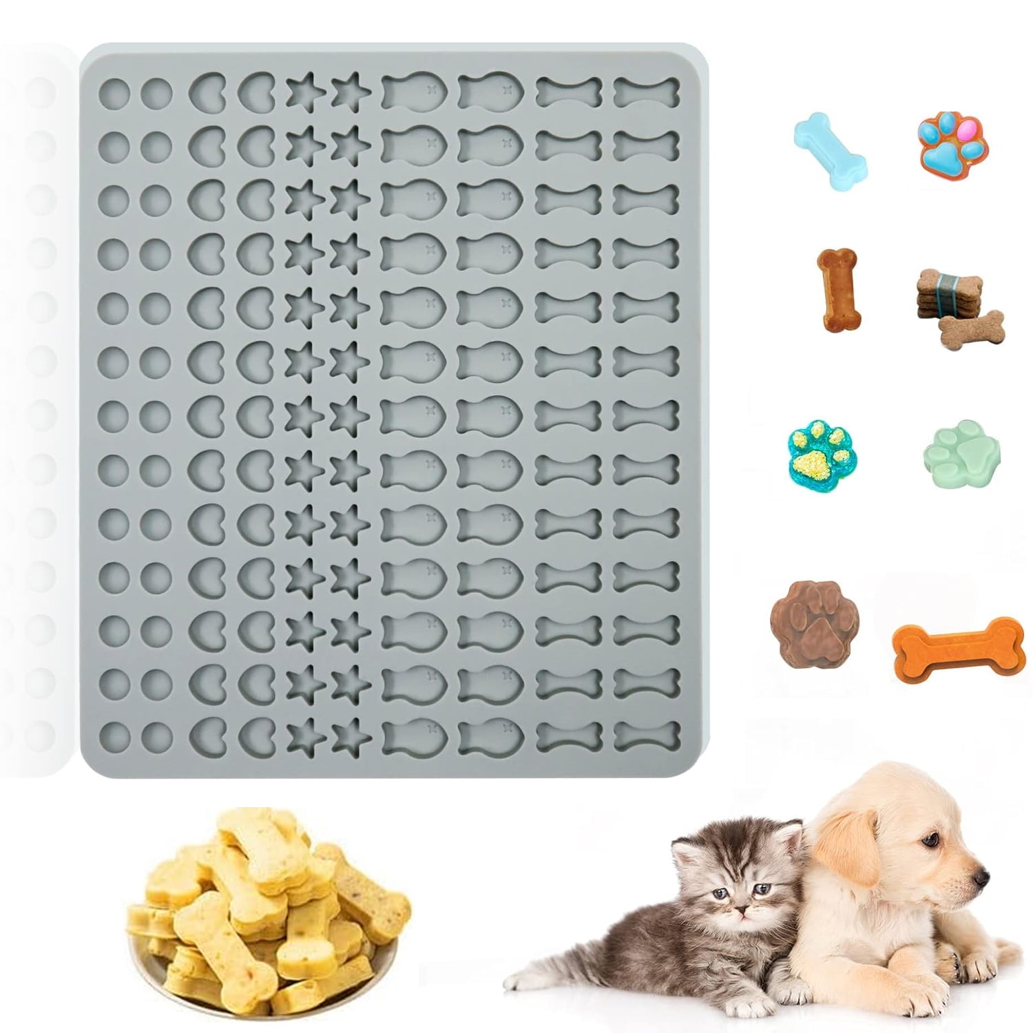 Silicone Chocolate Candy Molds, 60 Cavity Dog Paw Bone Cookie Food Mold ...