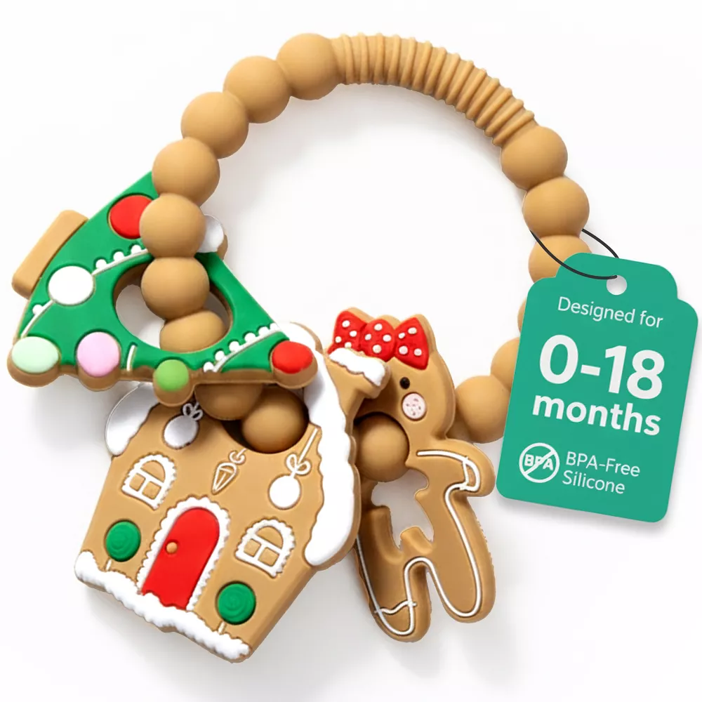 Silicone Christmas Teether Ring Toy for Baby, BPA Free Soothing ...