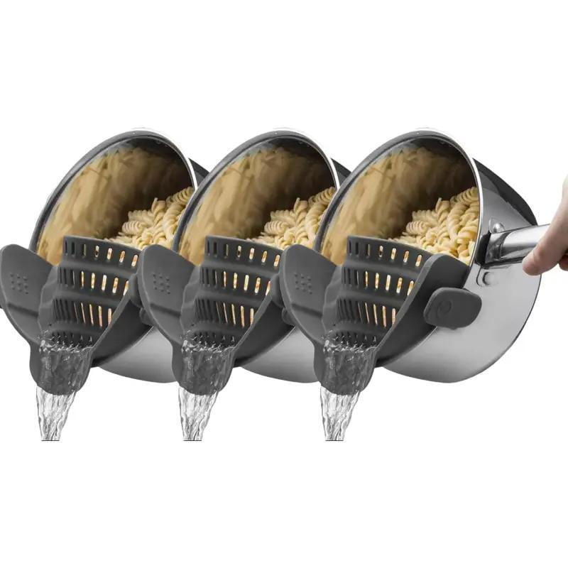Silicone Clip-On Pasta Strainer – Adjustable Pot Strainer for ...