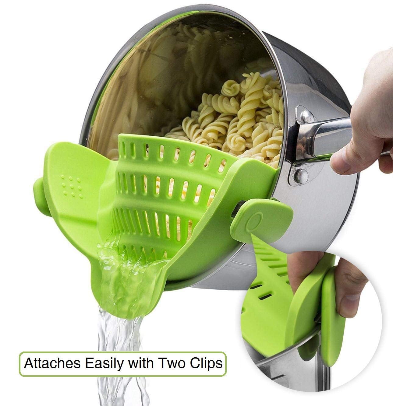 Adjustable Silicone Clip-On Colander for Pots, Pasta, Veggies, Fruits ...