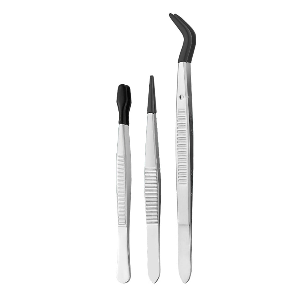 Silicone Coated Stainless Steel Precisions Tweezers Ergonomic Grip ...