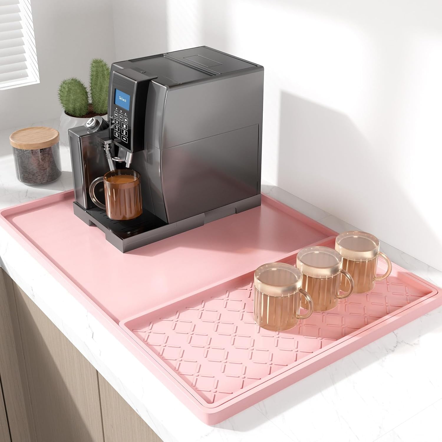 Silicone Coffee Mat, 12" x 19" Waterproof Raised Edge Coffee Bar Mats ...