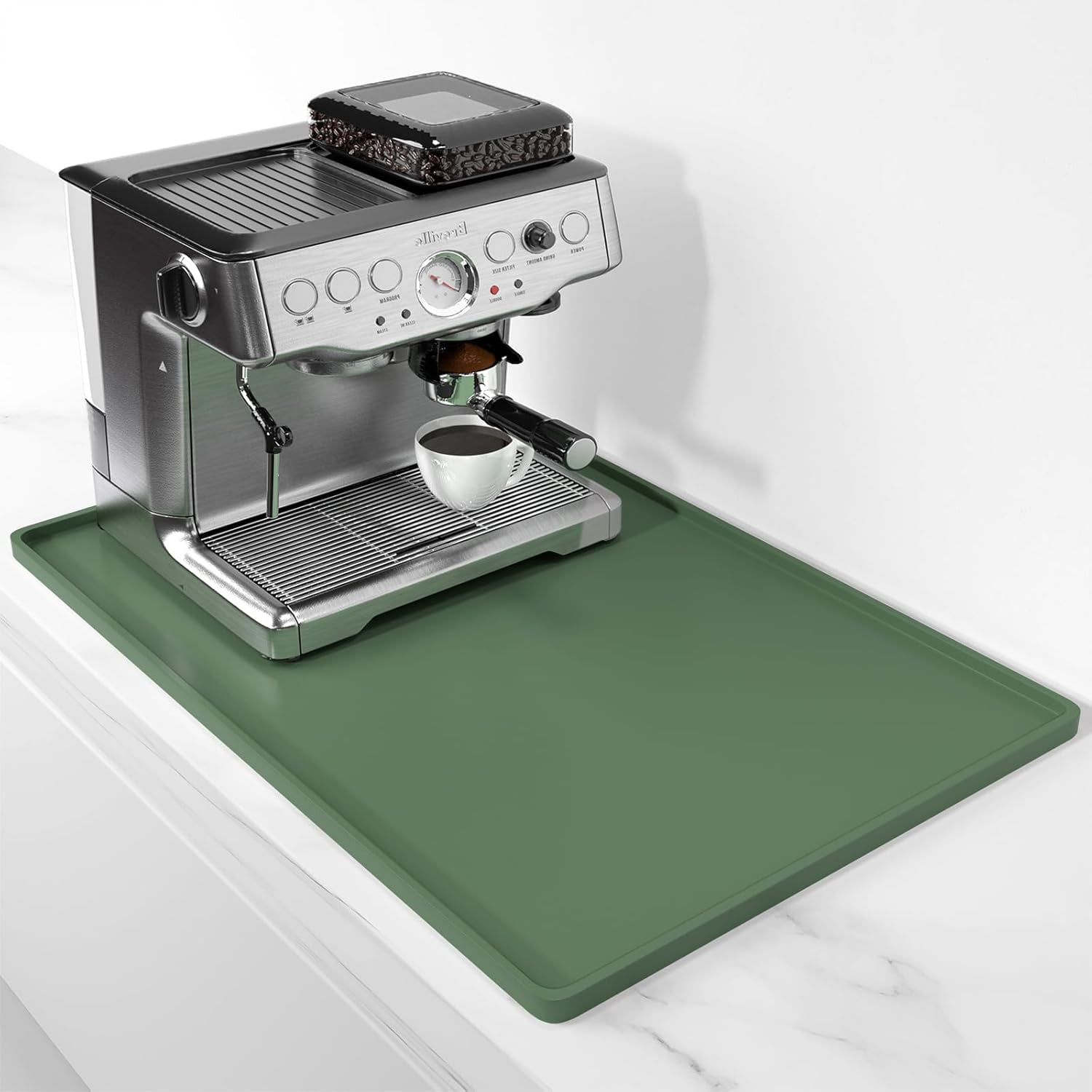 Silicone Coffee Mat, 12" x 19" Waterproof Raised Edge Coffee Bar Mats ...