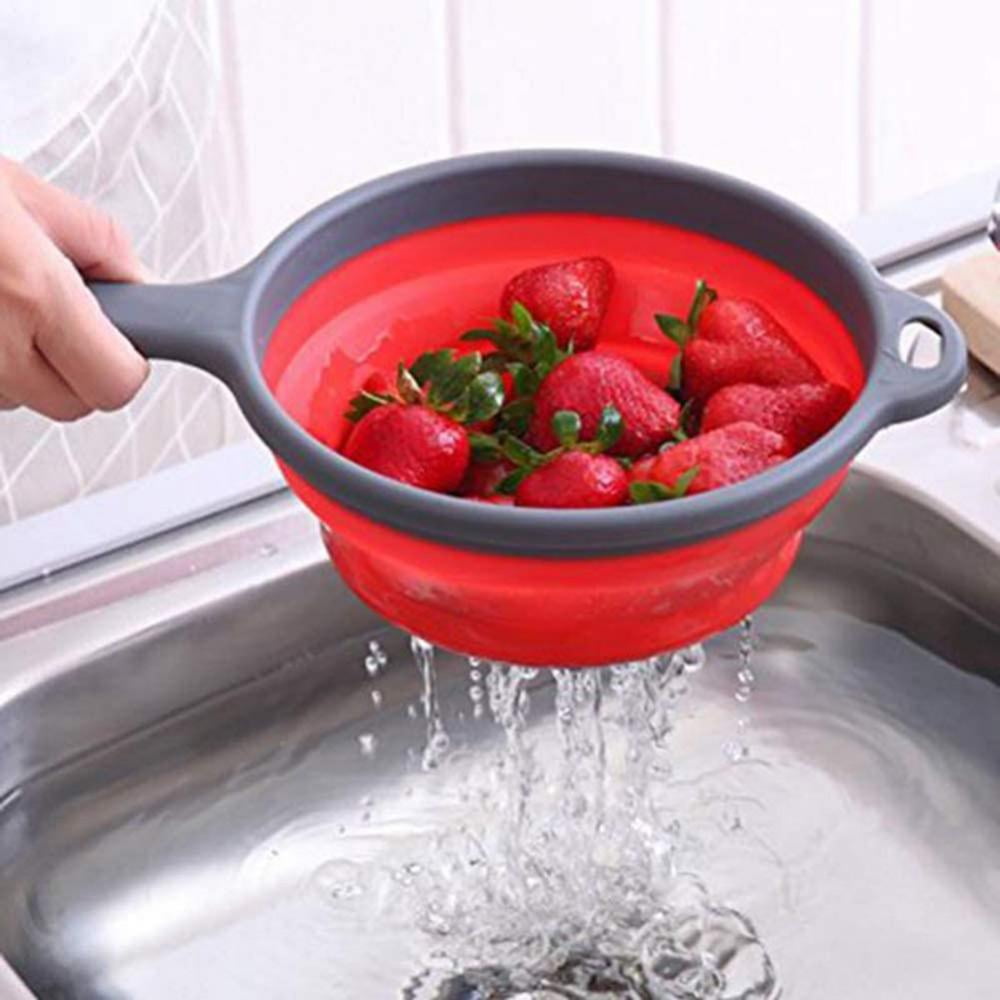Silicone Colander Collapsible Food Strainer Basket with Handle Drain ...