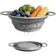 Silicone Collapsible Colander with Steel Rim, Heavy Duty Pasta Strainer ...