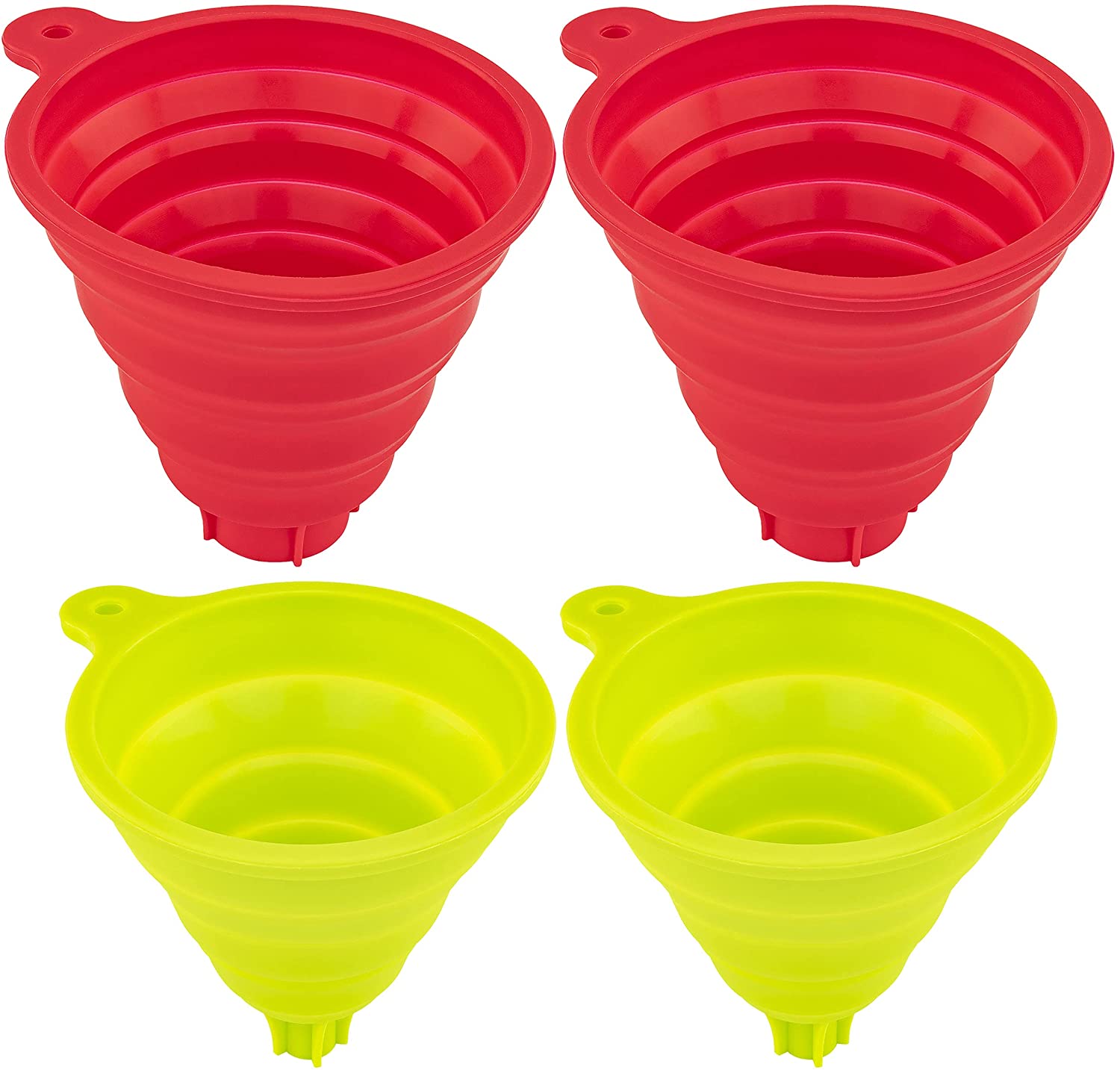 Silicone Collapsible Funnel Set 4 Both Wide & Narrow Tips - Oil Bottles ...