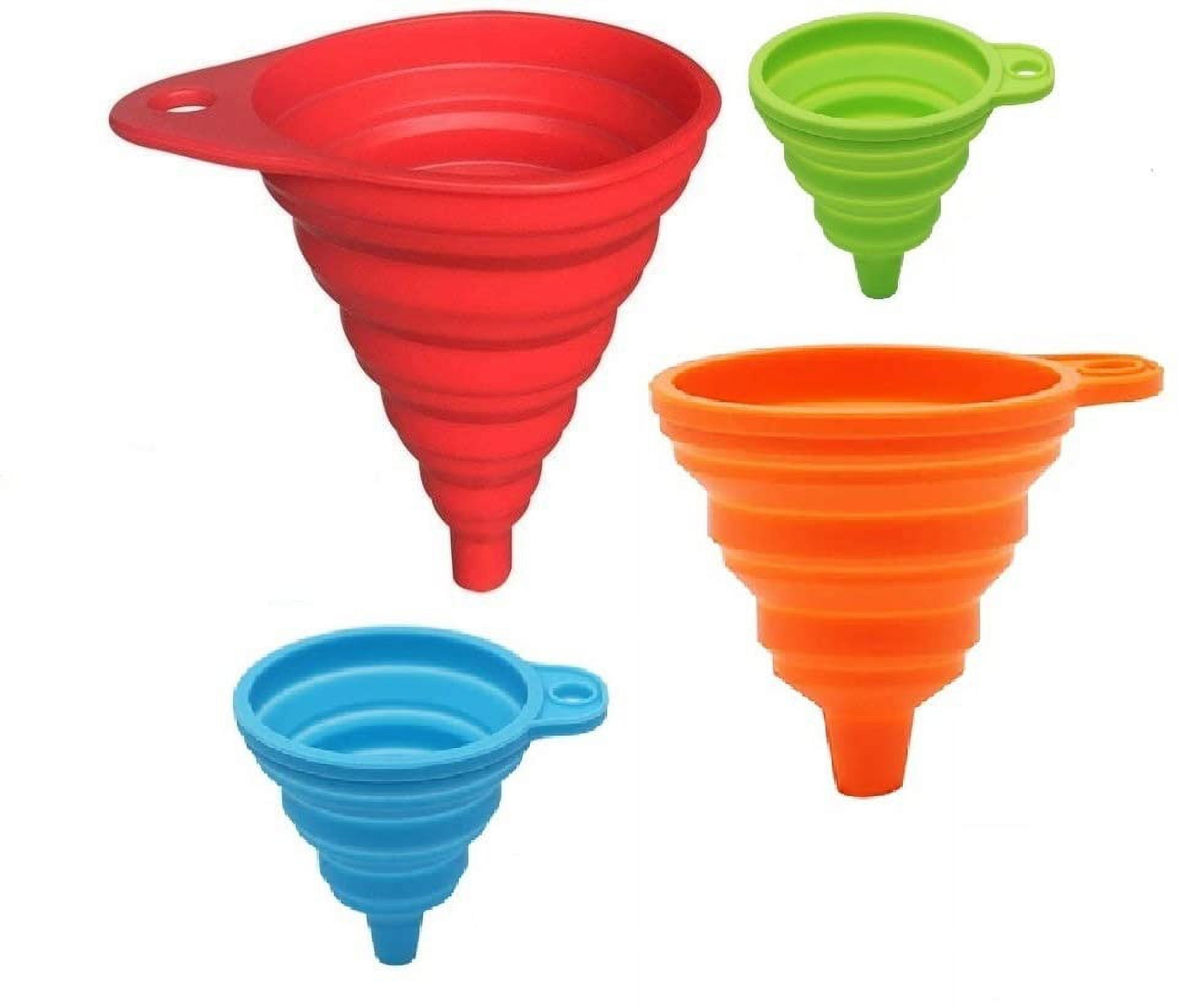 Silicone Collapsible Funnel Set of 4, Small and Large, Foldable Kitchen ...