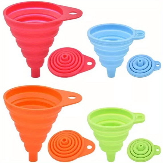 Silicone Collapsible Funnel Set of 8 Pack Small to Large Foldable for ...