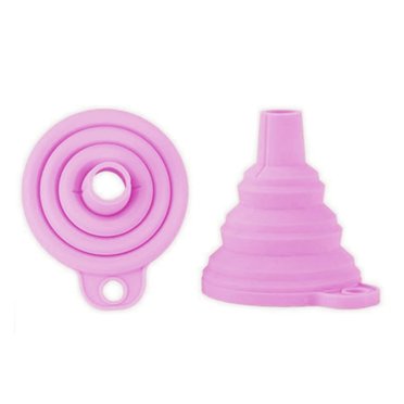 Set of 4 Silicone Collapsible Funnel Set, Small Foldable, Flexible Kitchen Funnel for Liquid ...