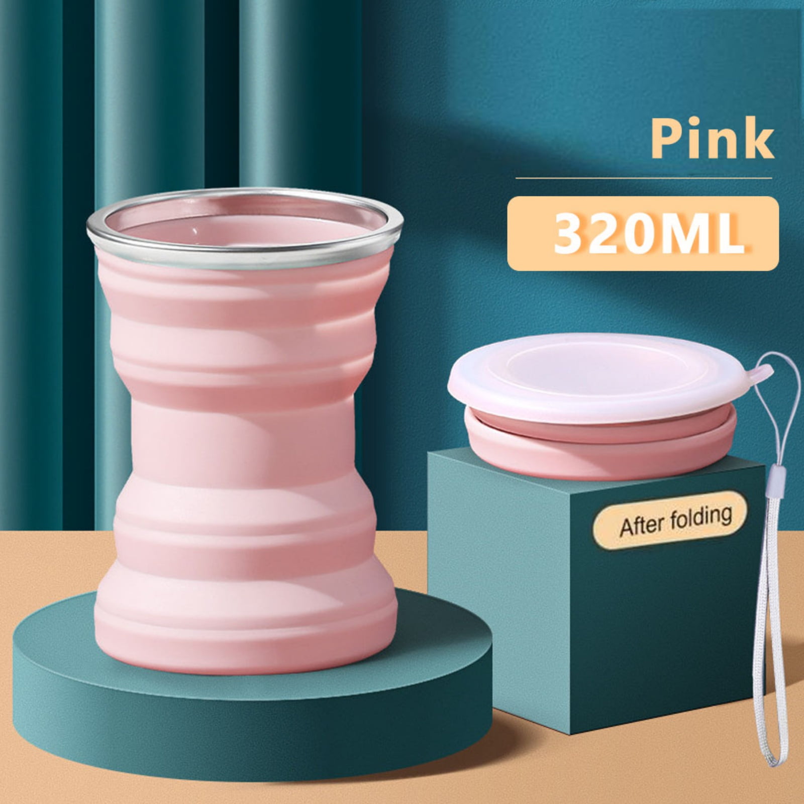 Silicone Collapsible Travel Cup,Folding Camping Cup with Lid ...