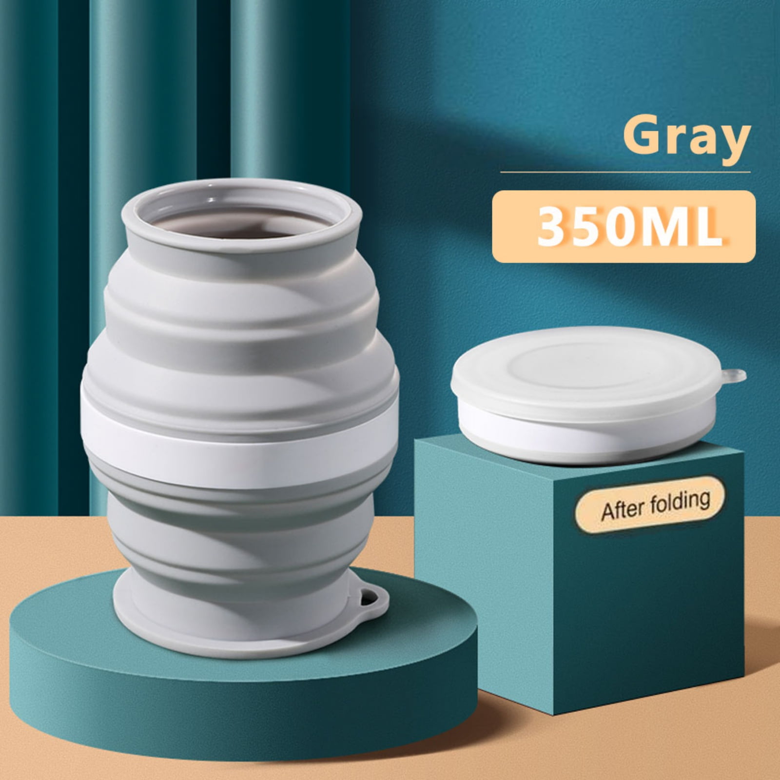 Silicone Collapsible Travel Cup,Folding Camping Cup with Lid ...