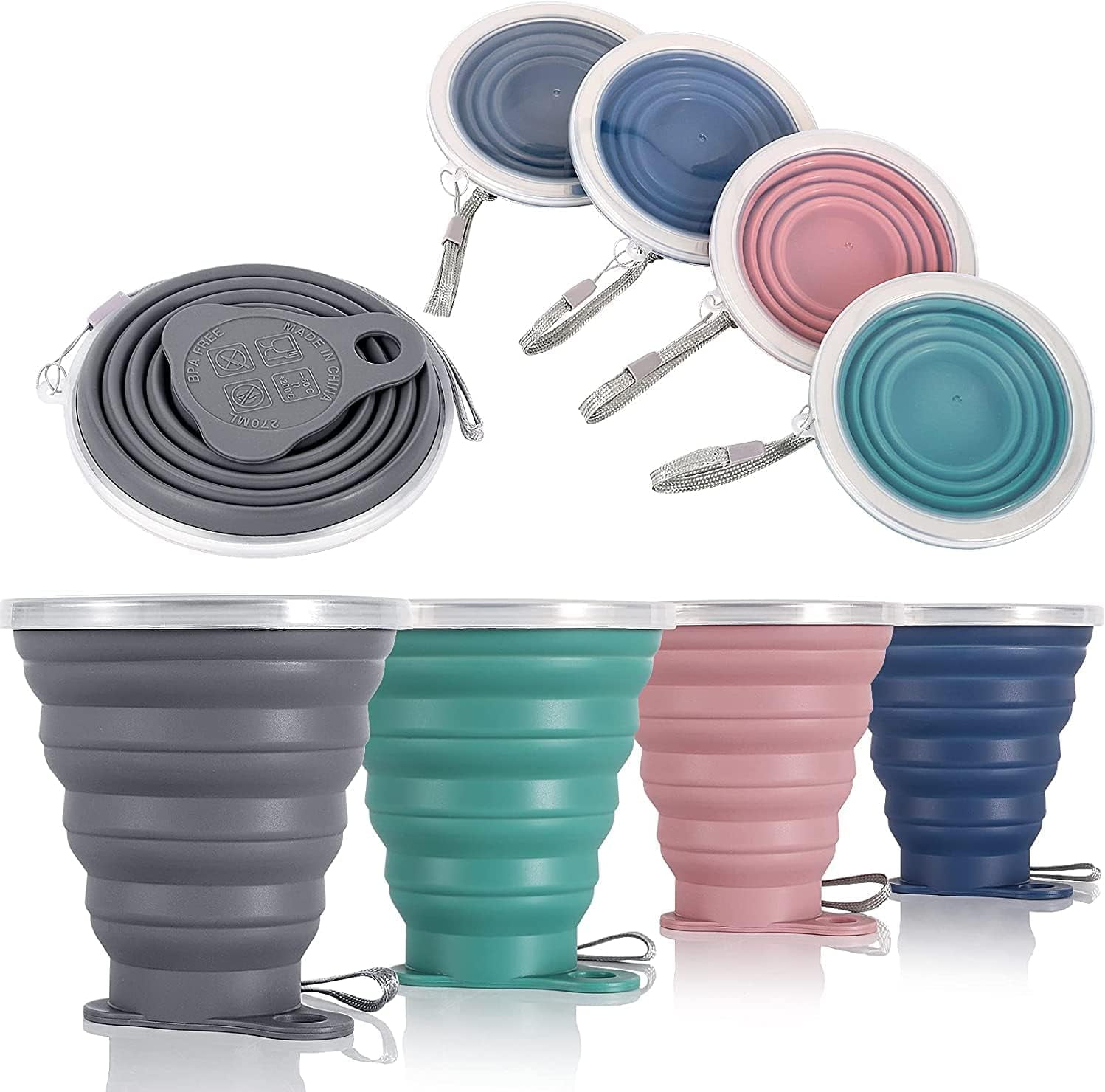 Silicone Collapsible Travel Cup - Silicone Folding Camping Cup with ...