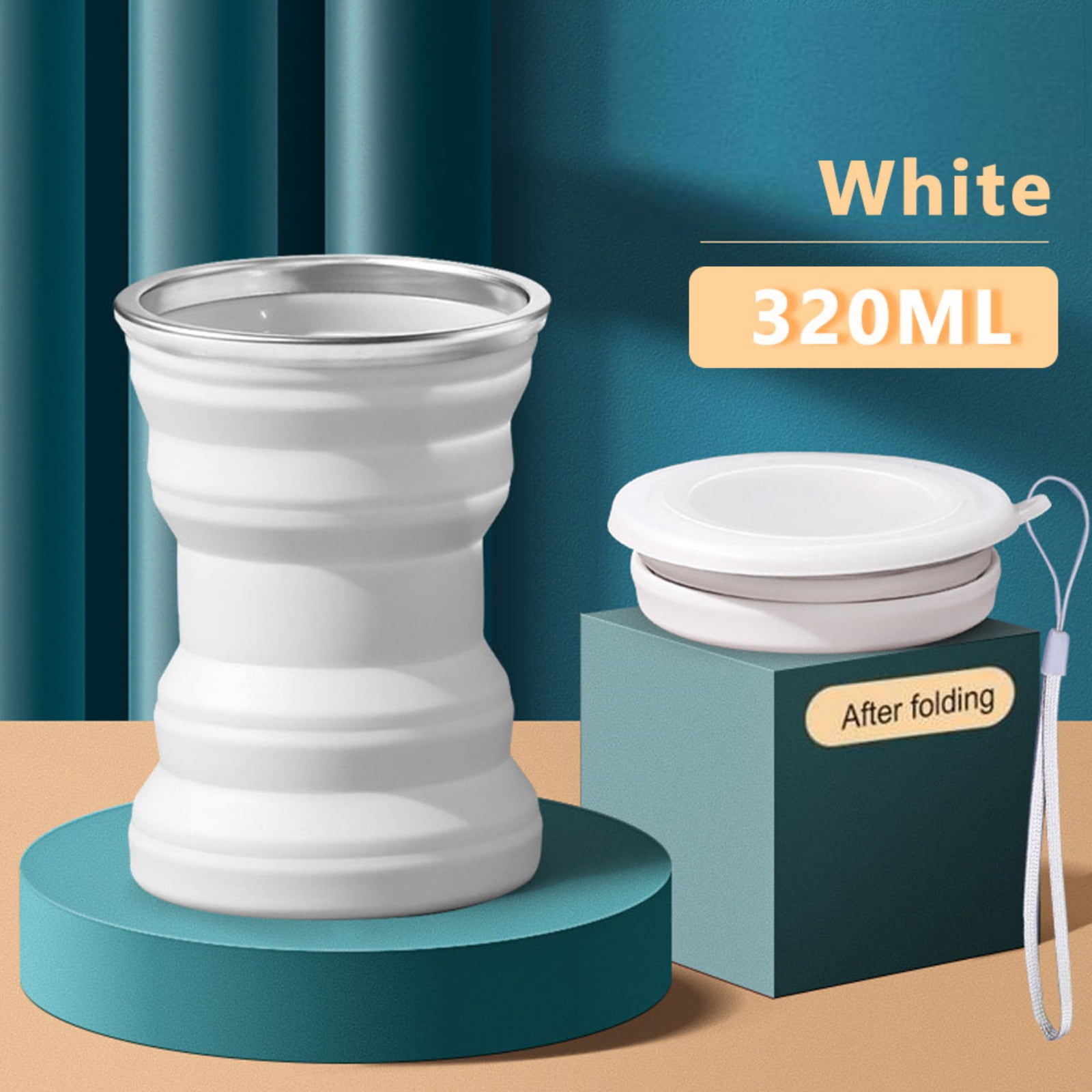 Silicone Collapsible Travel Cup Silicone Folding Camping Cup with Lids ...