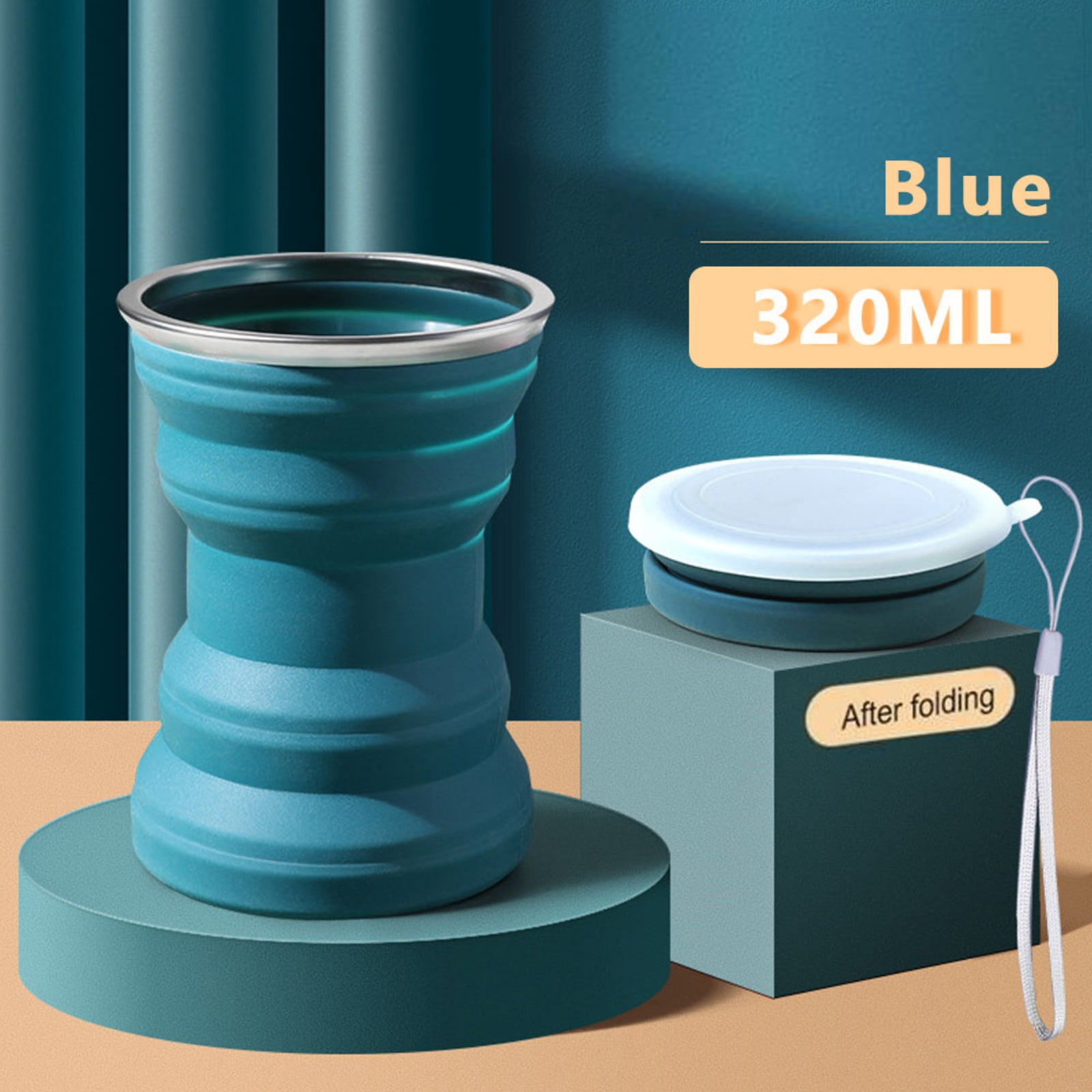 Silicone Collapsible Travel Cup Silicone Folding Camping Cup with Lids ...