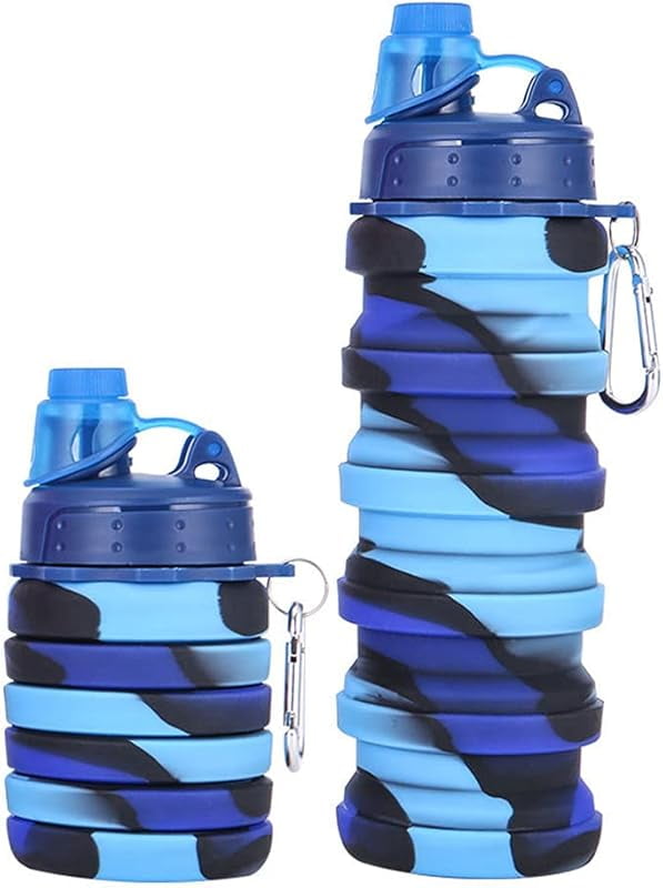 Silicone Collapsible Water Bottles, 16oz 500ml Portable Foldable ...
