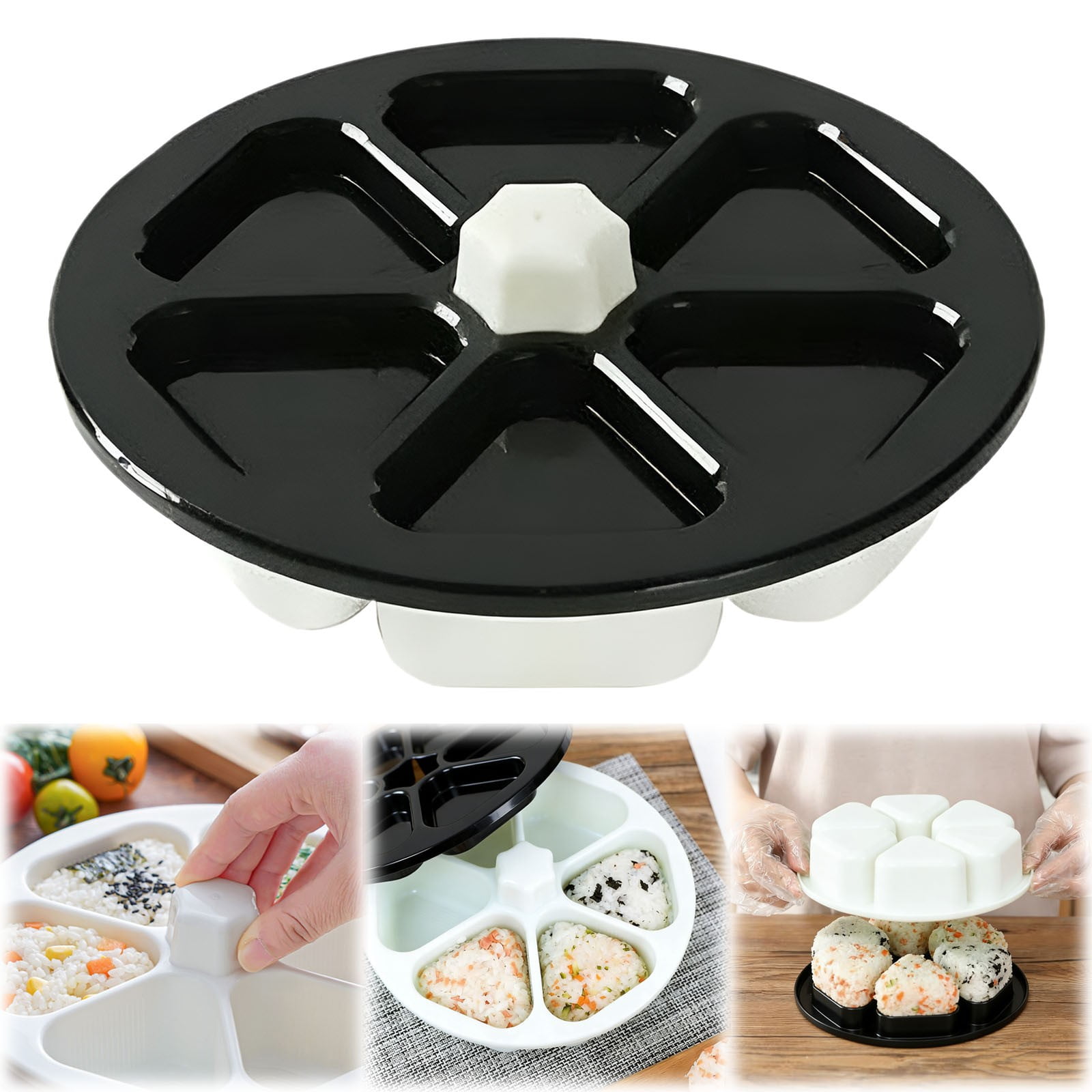 Silicone Cookie Cutters,6 In 1 Onigiri Multifunctional Rice For Making ...