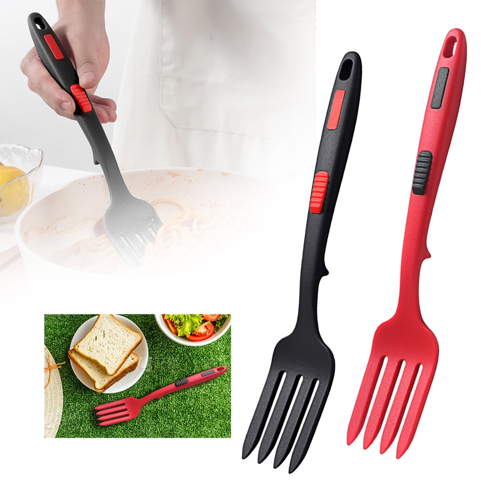 Silicone Cooking Fork Black And Red Set,Silicone Cooking Fork，Red ...