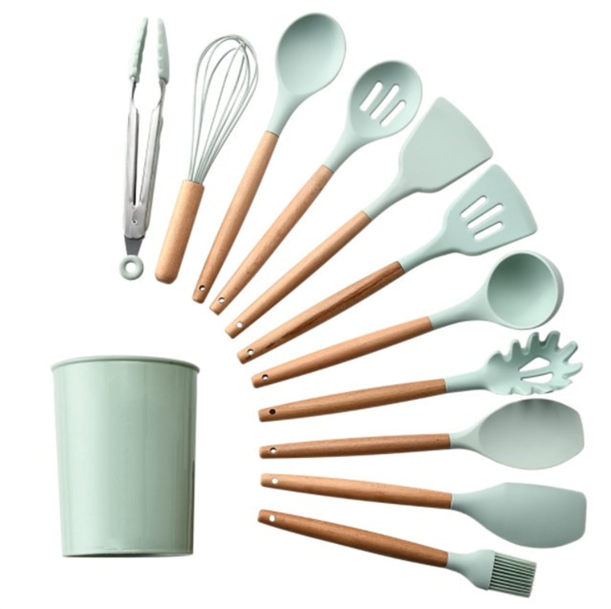Silicone Cooking Utensil Set,11 Pcs Non-Stick Cooking Kitchen Utensils ...