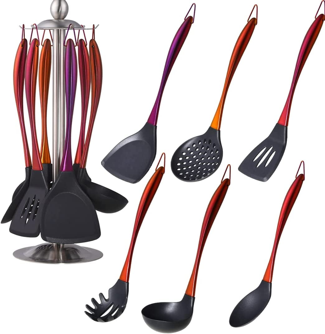 Silicone Cooking Utensil Set, 6 pcs Silicone Cooking Kitchen Utensils ...
