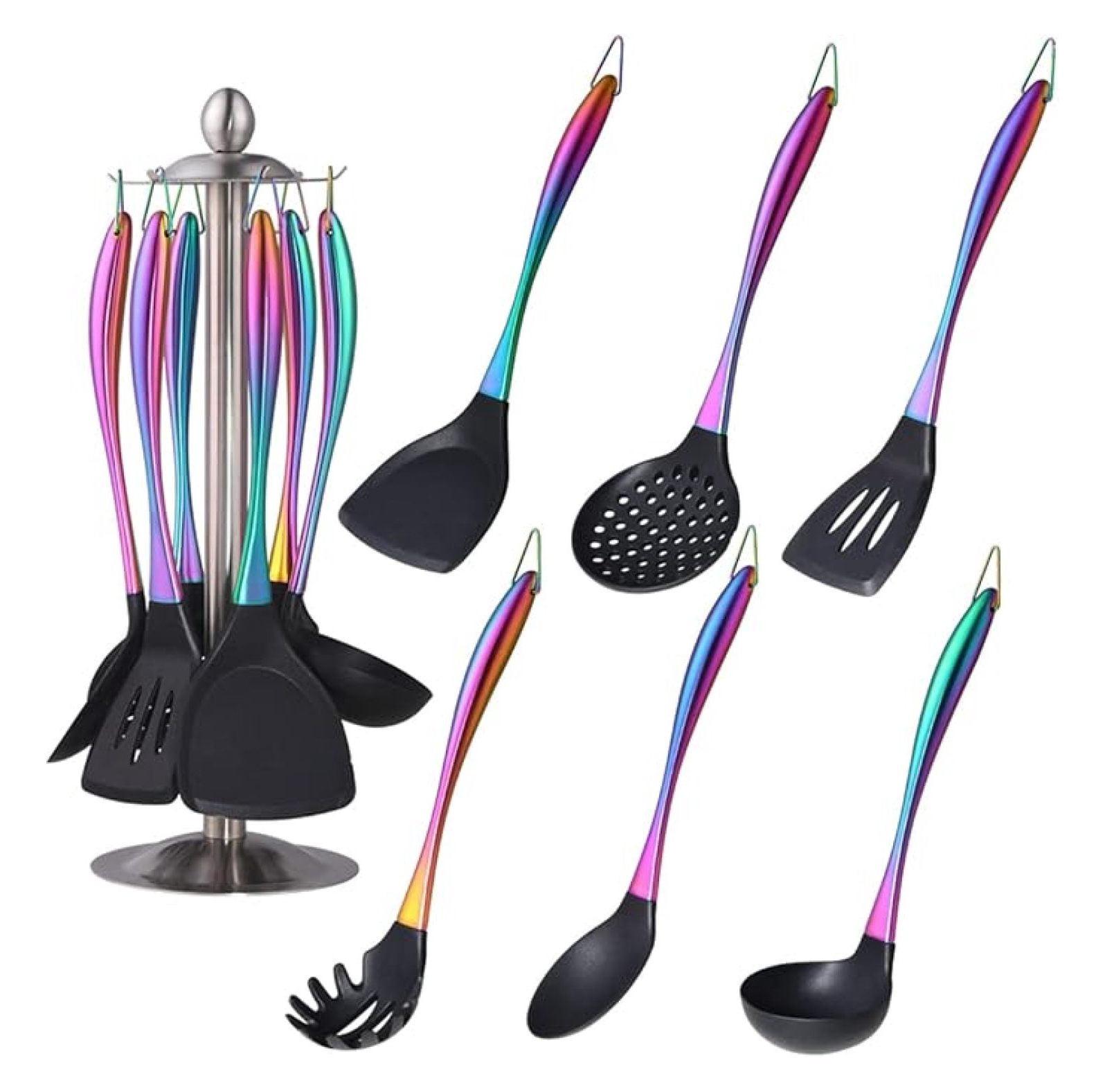 Silicone Cooking Utensil Set,6 pcs Silicone Cooking Kitchen Utensils ...