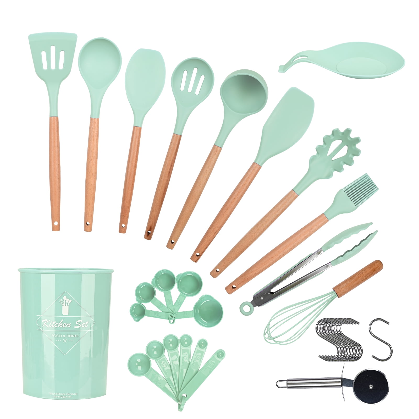Silicone Cooking Utensils 35 Piece Set, Lychee Kitchen Utensil Set?Heat ...