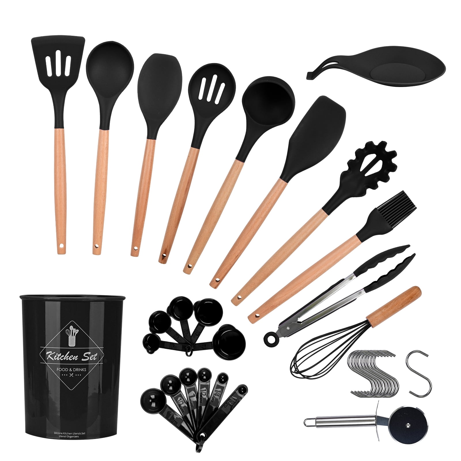 Silicone Cooking Utensils 35 Piece Set, Lychee Kitchen Utensil Set Heat ...