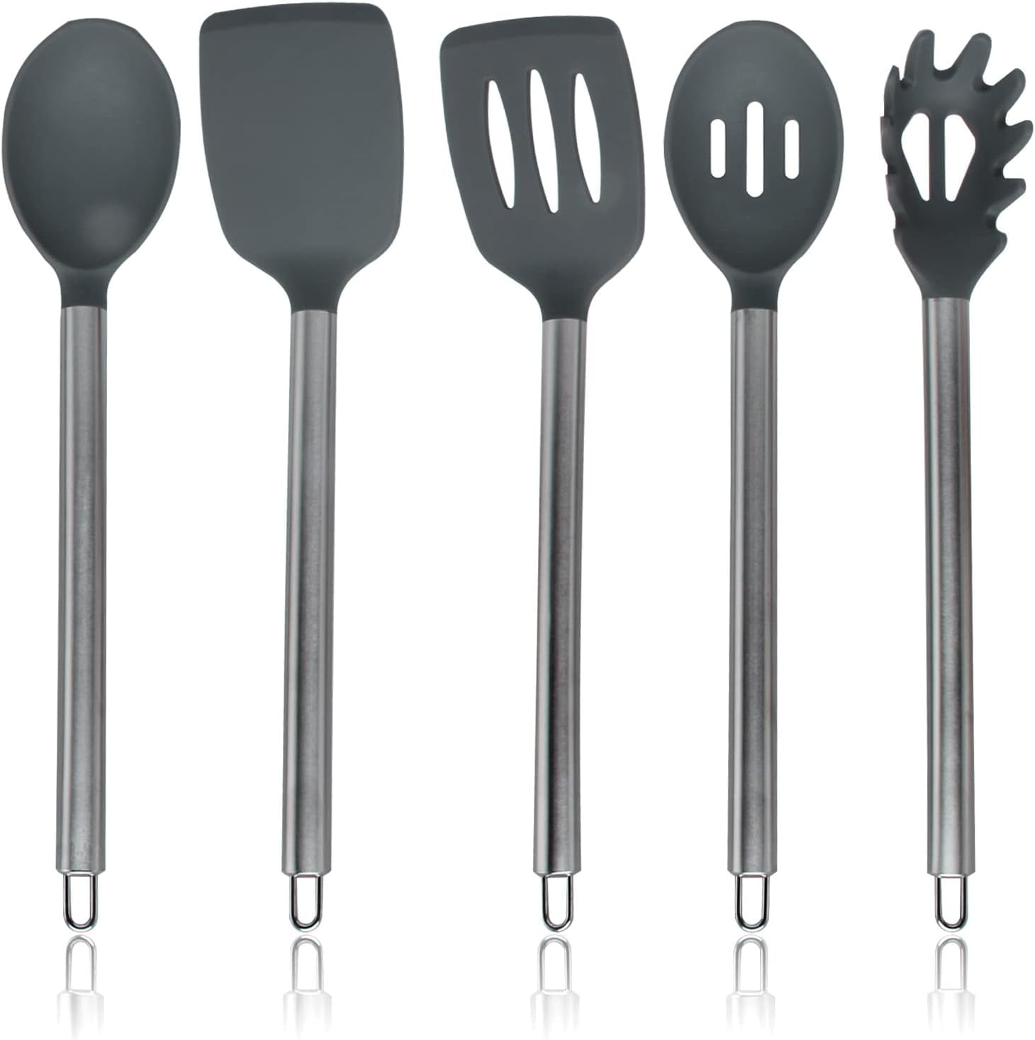 Silicone Cooking Utensils, 5 Pc Kitchen Utensil Set, Easy to Clean ...