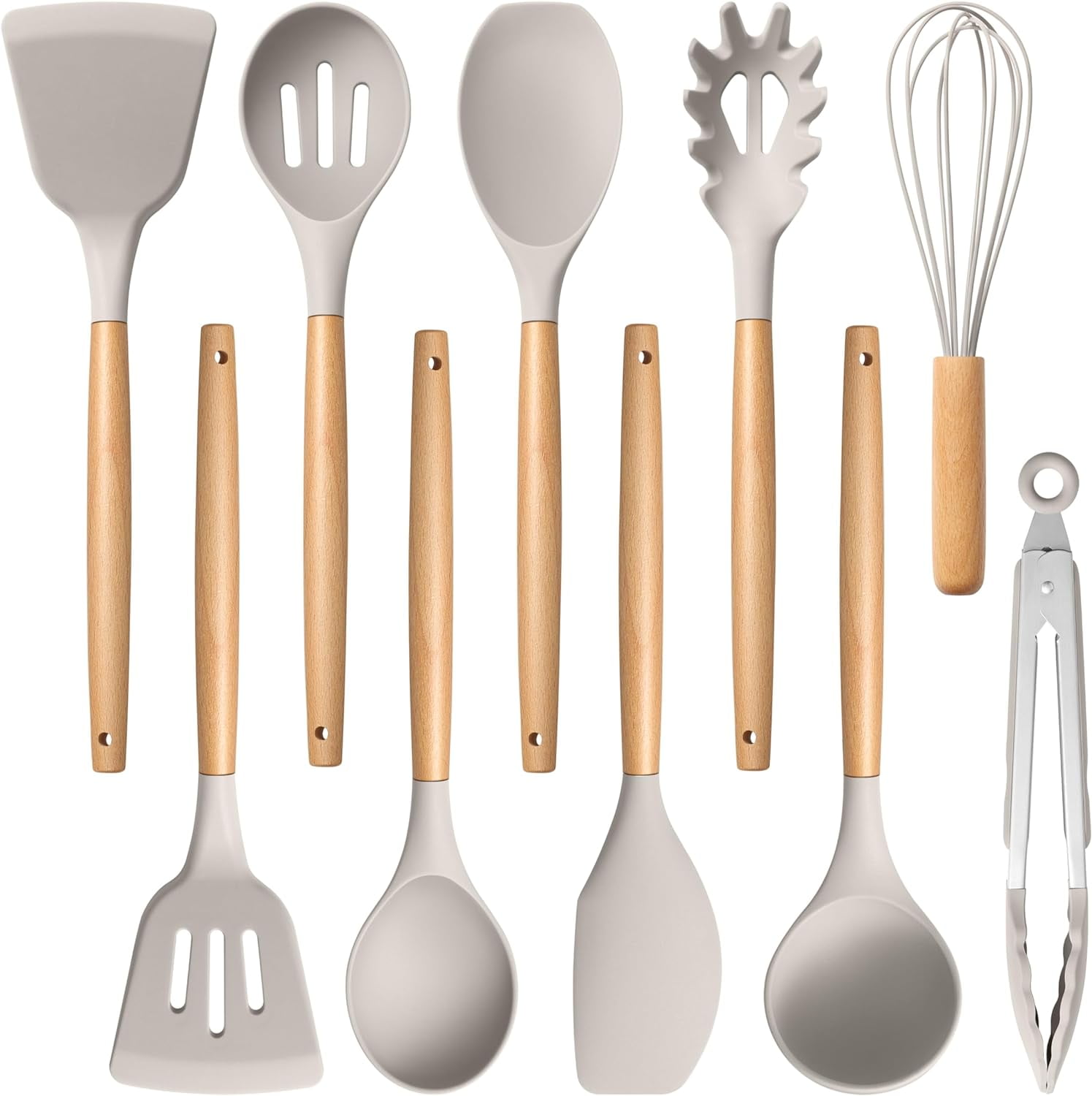 Silicone Cooking Utensils Set, 10-Piece Heat Resistant Kitchen Utensils ...