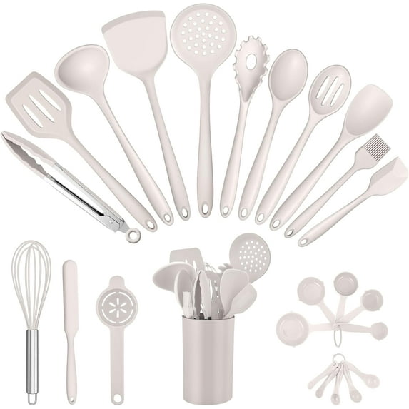 Silicone Cooking Utensils Set, 25 Piece Kitchen Utensils with Holder ...
