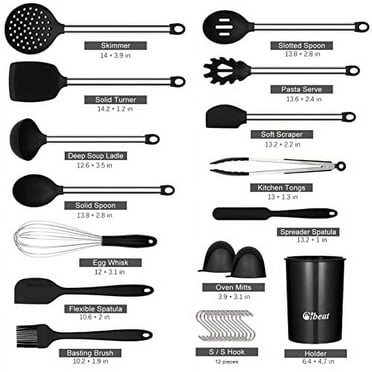 Basic Essentials Kitchen 8 Piece White/Brown Ceramic Tub of Tools Crock ...