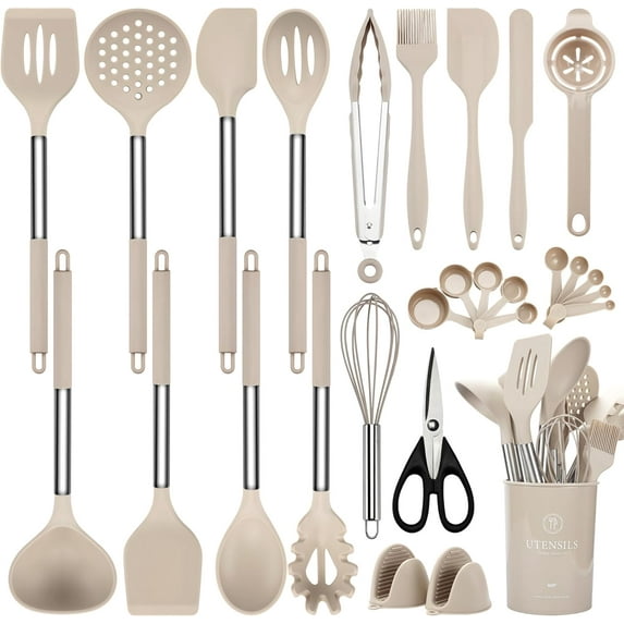 Silicone Cooking Utensils Set, 28 Pcs Kitchen Utensils Set for cooking ...