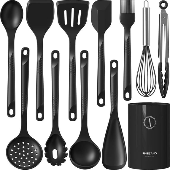 Silicone Cooking Utensils Set - 600°F Heat Resistant, Nonstick Kitchen ...