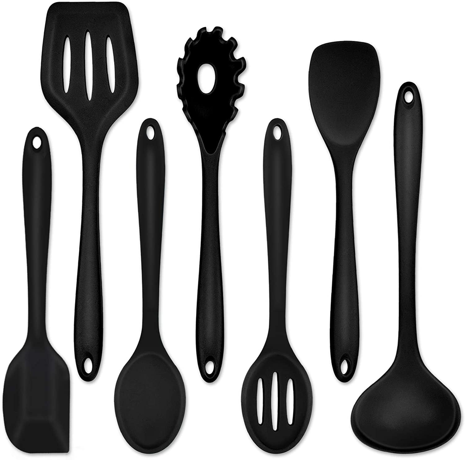 Silicone Cooking Utensils Set of 7, Heat-proof Kitchen for Nonstick ...